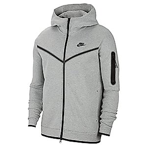 Nike Men's Sportswear Tech Fleece Full-Zip Hoodie, Dark Grey Heather/Black, X-Large