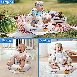BLIRORA Inflatable Baby Floor Seat, Baby Chair for Sitting Up with Two-Point Harness Column-Shaped Airbag Sofa Support for 3-36 Month Olds, Infant Seat Built in Air Pump for Home or Travel