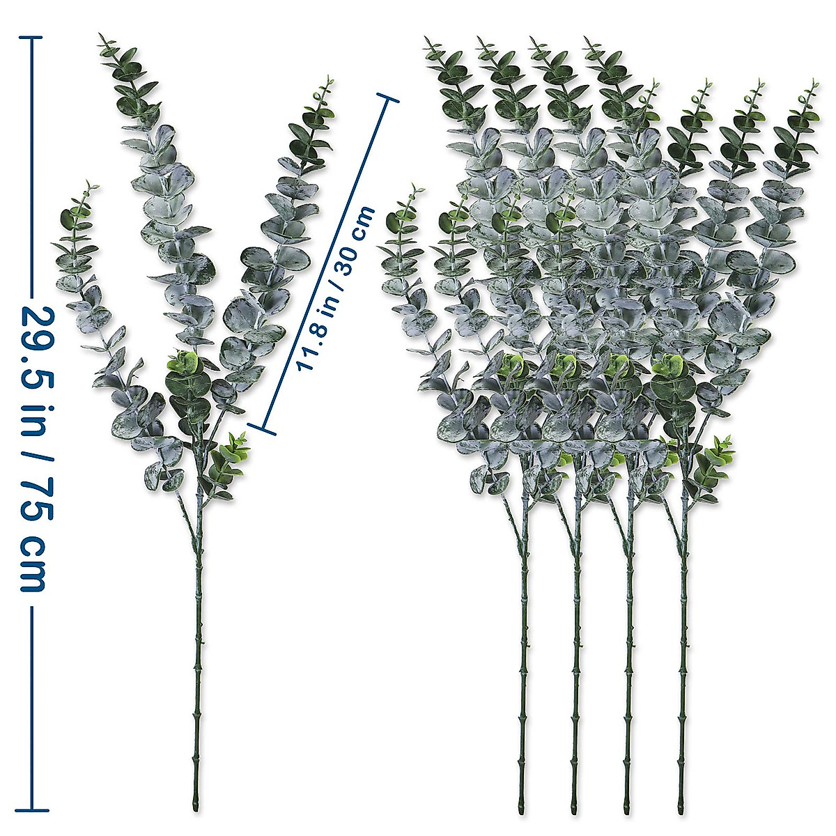 Ollain 5 Pcs Artificial Eucalyptus Greenery Stems Plants 29.5" Tall Fake Eucalyptus Leaves Spray Silver Dollar Eucalyptus Branches Plant for Home Garden Office Store Decoration