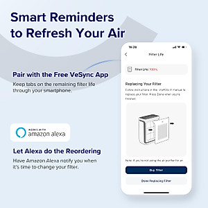 LEVOIT Vital 100S-P Pet Allergy Air Purifier Replacement, Supports HEPA Sleep Mode, 3-In-1 Filter, Efficiency Activated Carbon, Vital 100S-RF-PA , 1 Pack, Yellow