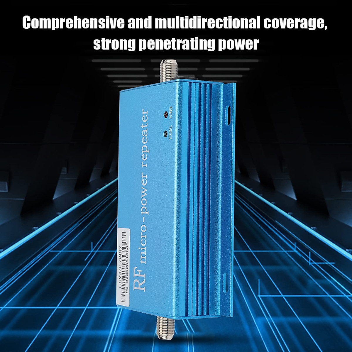 RF Micro Power Repeater Intensifier Amplifier Booster with Intelligent Chip Stable Performance and 10m Sucker Cable Small Antenna Set(US)