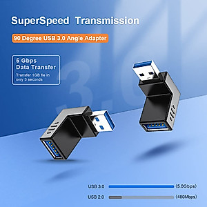 Oxsubor USB 3.0 Adapter 90 Degree Male to Female Combo Vertical Up and Down Angle Coupler Connector