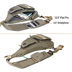 Larswon Sling Backpack, Sling Bag, Crossbody bag for Women Small Backpack Men Backpacks for Small Laptop Tablets Army Green