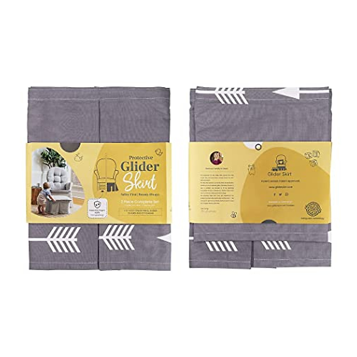 Glider Skirt, Universal Fit Safety Skirt for Glider Chair and Ottoman for Nursery, Baby Proofing Pinch Guard, Glider Chair and Ottoman Sold Separately, Slate Arrow Style