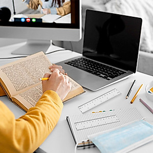 6Pcs 6 inch Ruler Clear Plastic Ruler Plastic Ruler Drafting Tools, Straight Shatterproof Rulers Transparent Rulers for Office Supply Ruler (Clear)