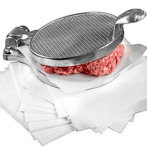 Restaurant-Grade Burger Press and Patty Paper Combo Set. Cast Aluminum 4.5 Inch Hamburger Maker with 1000 Pk 4.75 x 5 Nonstick Wax Butcher Squares! Great for .25 Lb Ground Beef or Chop Steak Patties.