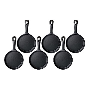 HAWOK Cast Iron Mini Round Griddle-5" Crepe Pan-Pre-Seasoned Skillet Set of 6…