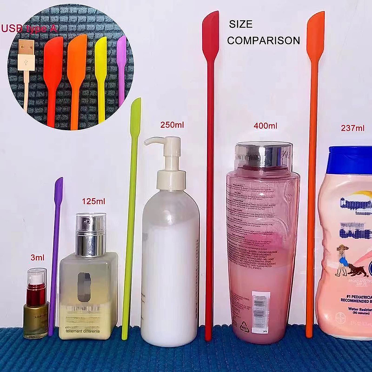 Mini Silicone Spatula Set- Small Rubber Spatula for Makeup- Thin Jar Scraper for Kitchen(4 PACK) (Mix)