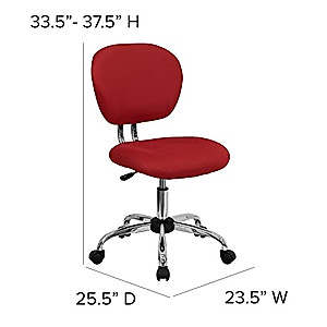 Flash Furniture Beverly Mid-Back Red Mesh Padded Swivel Task Office Chair with Chrome Base