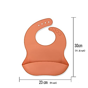 LAUIEKNA Silicone Bibs For Babies & Toddle 3PCs/Set Soft Waterproof Bibs For Girl,Adjustable Feeding Bib Berry/Dusty Rose/Custard
