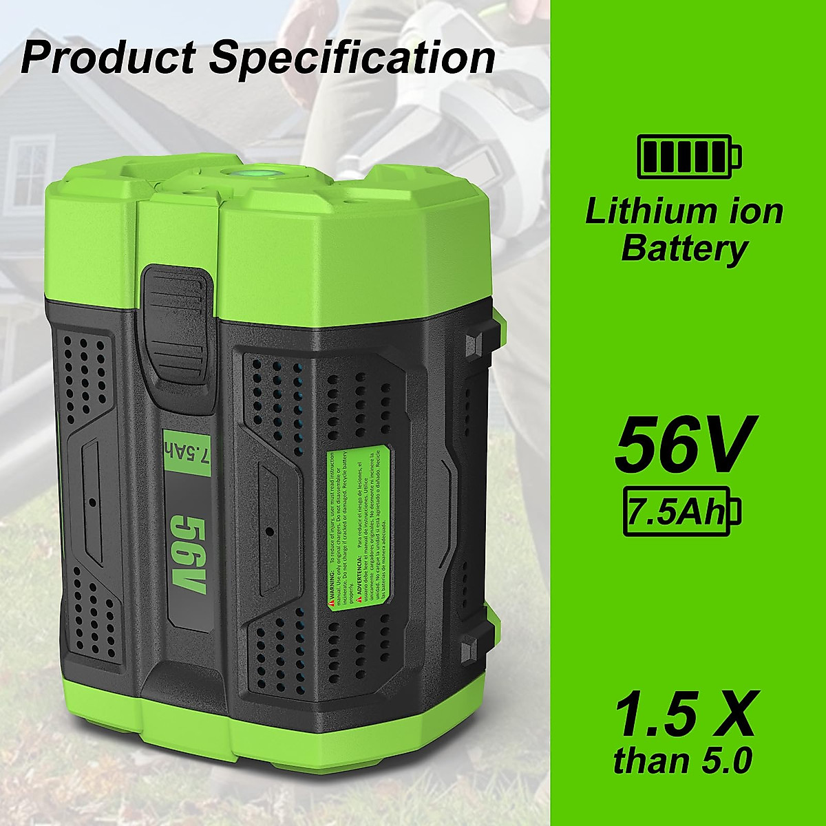 56Volt 7.5Ah Lithium Battery Replacement for EGO Battery Compatible with EGO 56V Battery 7500mAh BA4200T BA4200 Replacement Battery Compatible with EGO Battery 56V Power Tools Lawn Mower (Black)