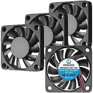 WINSINN DC 60mm Fan 24V 6010 Dual Ball Bearing Brushless Cooling 60mmx10mm 2PIN (Pack of 4Pcs)