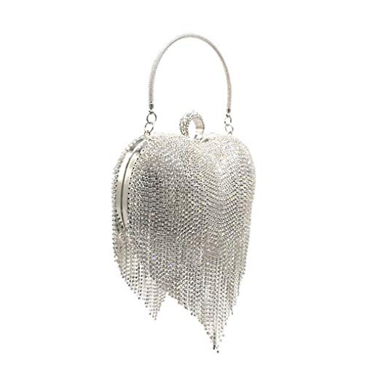 WANLIAN Women Luxury Cute Heart Shape Tassel Evening Clutch Bag Rhinestones Wedding Party Purse Handbag Evening Bags