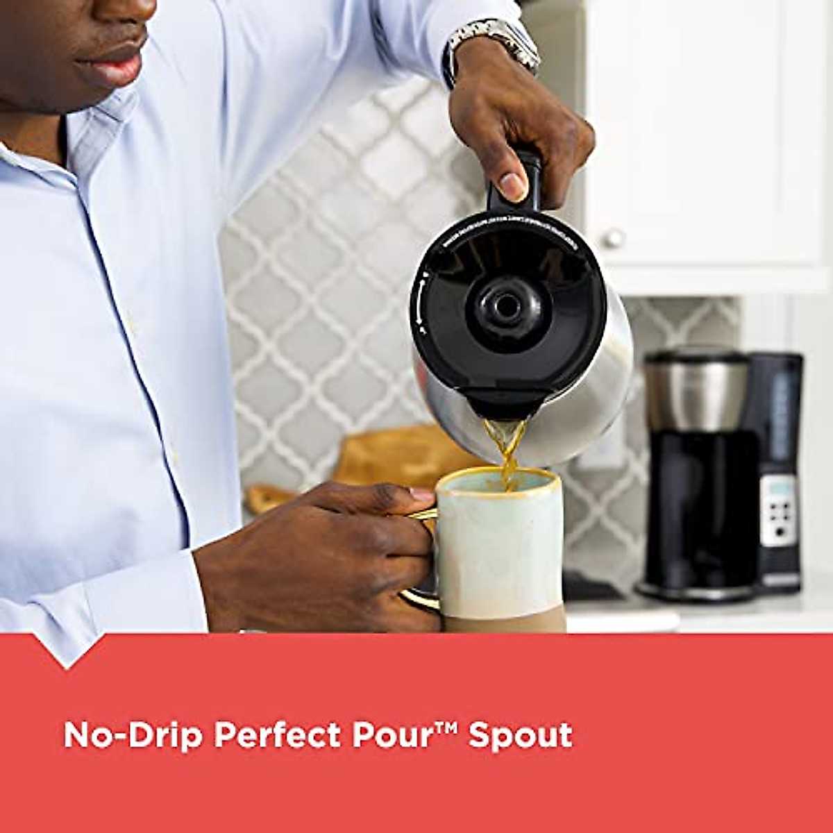 BLACK+DECKER 12 Cup Thermal Programmable Coffee Maker with Brew Strength and VORTEX Technology, Black/Steel, CM2046S