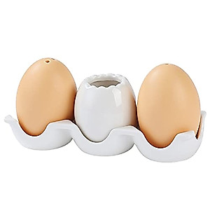 Egg-Shaped Ceramic Spice Shaker Seasoning Dispenser Flavor Ware Toothpick Jar Bottle With Holes, Porcelain Cruets Salt and Pepper Powder Tank with Tray for Barbecue Restaurant Kitchen Household Gift
