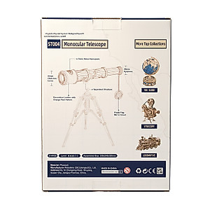 Rowood Telescope 3D Puzzles for Adults, DIY Wooden Model Building Kit, Christmas Birthday Gift for Kids Teens
