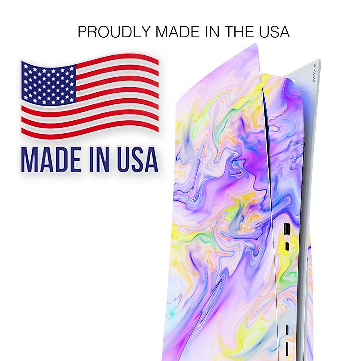 ITS A Skin Skins Compatible with Sony Playstation 5 Console Disc Edition - Protective Decal Overlay Stickers wrap Cover - Pastel Marble Resin Pink Purple Swirls