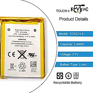 REYTRIC Replacement Battery Compatible iPod Touch 4 4th Generation with Installation Tools 930mAh 3.7V 3.44Whr