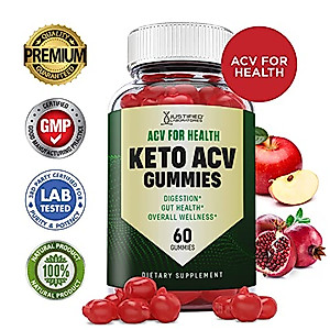 Justified Laboratories ACV for Heath Keto ACV Gummies 1000MG with Pomegranate Juice Beet Root B12 60 Gummys