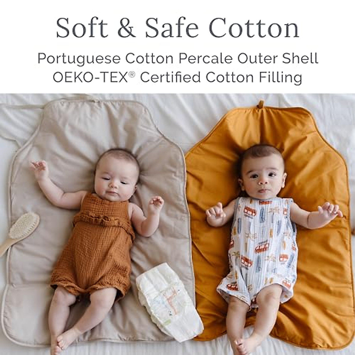 Natemia Portable Diaper Changing Pad - Light, Soft & Machine Washable Percale Cotton Foldable Baby Changing Mat