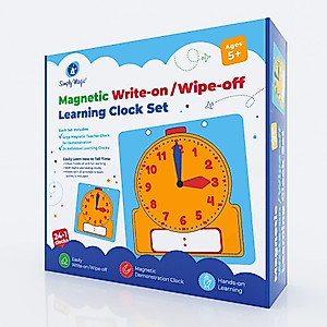 Simply magic 24+1 Learning Clock for Kids - Classroom Clock Set, Magnetic Demonstration Clock, Teaching Clock, Learning Clocks for Kids to Tell Time, Interactive Clock for Kids, Clock Manipulatives