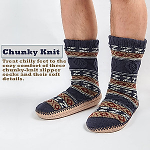 Cozylook Mens Slipper Socks Fleece Lined Non-slip Soles, Winter Soft Thick Cozy Home Boots, Warm Fuzzy House Shoes Indoor, Adult Size 8-9