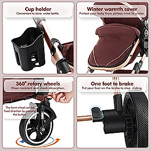 Blahoo Baby Stroller for Toddler .Foldable Aluminum Alloy Pushchair with Adjustable Backrest.Bassinet Stroller Adjustable Direction