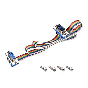 uxcell IDC Rainbow Wire Flat Ribbon Cable DB9 Male to DB9 Female Connector 2.54mm Pitch 19.7inch Length