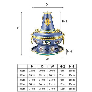 Kitchen Chafing Dishes Induction Hob Pans Creative Cloisonne Copper Hot Pot Household Old Beijing Hot Pot of Lamb Charcoal Copper Pot Best Gift (Color : Blue, Size : 36cm)