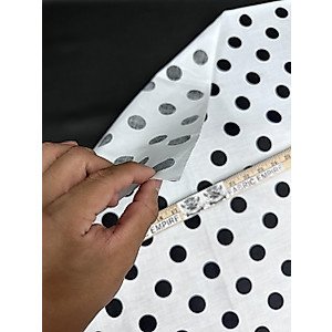 Polycotton Fabric Printed Polka DOTS Black White Background / 60" Wide/Sold by The Yard