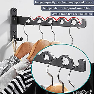 kuaguan Clothes Drying Rack Wall Mounted Drying Racks for Laundry Room Organization and Storage Clothes Rack，Aluminum Dryer Rack with Two Drying Rods for Hanging Wet and Dry Clothes