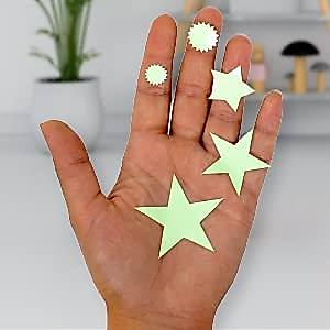 Glow in The Dark Stars for Ceiling or Wall Stickers - Glowing Wall Decals Stickers Room Decor Kit - Galaxy Glow Star Set and Solar System Decal for Kids Bedroom Decoration