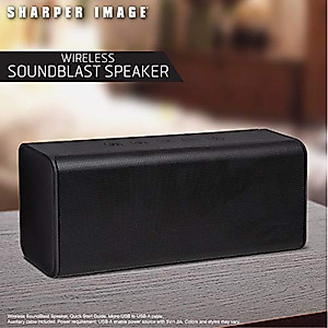 Sharper Image Wireless SoundBlast Speaker, Bluetooth Compatible with iPhone Samsung Android Phones, Premium Bass & Powerful Sound, Portable Durable & Rechargeable, Aux Connection, Rubber Grip