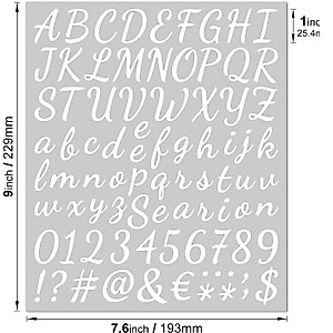 12 Sheet 1000 Pcs White Self Adhesive Vinyl Letters Numbers Kit, Letters Numbers Stickers Alphabet Stickers DIY Number Letter Decals Script Pantry Labels for Signs, Door, Window, Car, 1 Inch, White