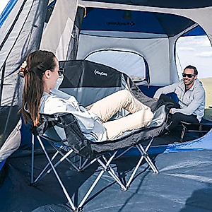 KingCamp Double Camping Chair Loveseat Heavy Duty for Adults Two Person Outdoor Folding Chairs with Cup Holder Wine Glass Holder Support 441lbs for Outside Picnic Beach Travel(Black)