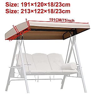 Outdoor Swing Canopy Replacement,Patio Chair Top Cover for Swing,Garden Porch Seat Furniture,2 & 3 Seater Waterproof UV Resistant Swing Canopy Seat Top Sunproof Protection Cover for Patio Garden Yard