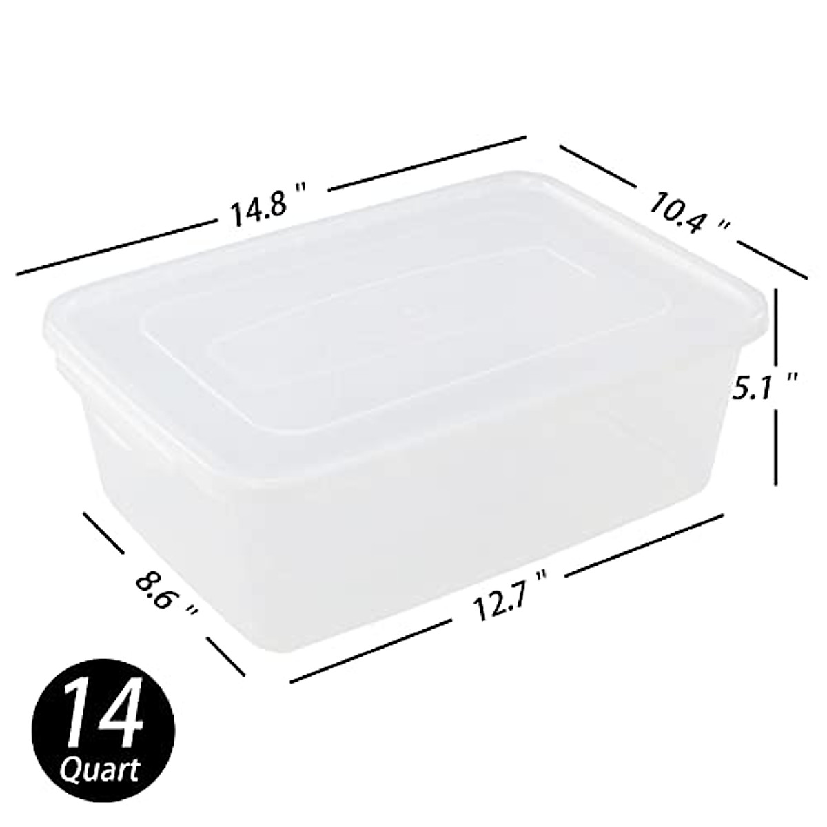 Ramddy 4 Packs 14 Quart Clear Latching Box, Plastic Storage Bin with Lid