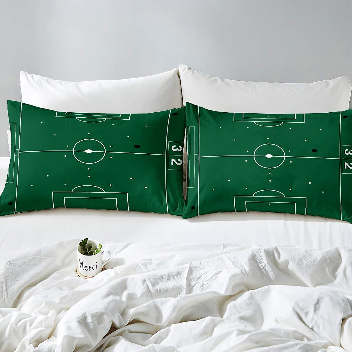 Football Field Duvet Cover Pitch Soccer Bedding Set Hand Drawn Sketch Comforter Cover For Kids Teen Boys Juvenile Summer Sports Games Bedspreads Cover Green Bed Decor With 2 Pillow Cases Queen Size