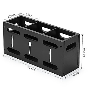 3 Compartment Wooden Kitchen Utensil Holder Organizer with 2 Adjustable Dividers,Silverware Organizer Farmhouse Utensil Caddy Crock for Counter Decor,Wall Mounted Kitchen Organizer and Storage Cutlery