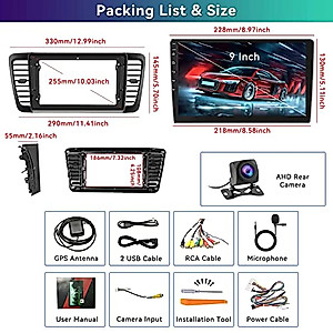 UNITOPSCI Android 11 Car Radio for Subaru Legacy Outback 2005 2006 2007 2008 2009 Wireless CarPlay Android Auto 9”Touchscreen Bluetooth GPS Navigation FM USB Subwoofer SWC with AHD Backup Camera