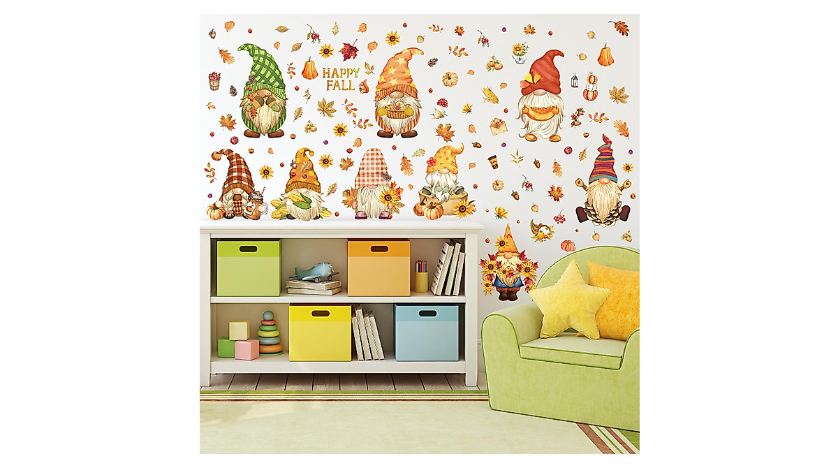 Whaline Fall Gnomes Wall Stickers for Autumn Décor