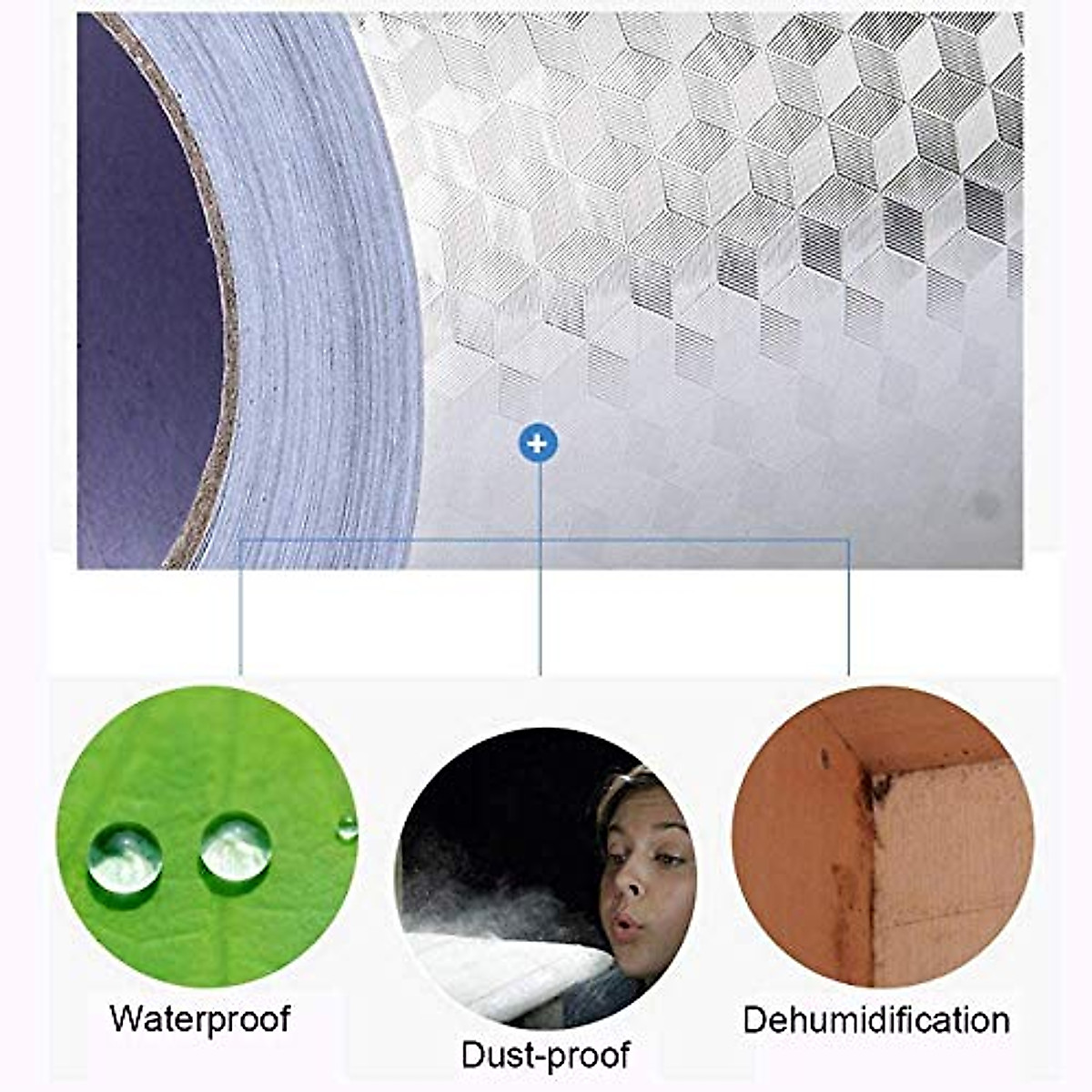 YVO Kitchen Oil Proof Sticker, 40cm500cm Moisture-Proof Stickers Waterproof Aluminum Foil Self Adhesive Wallpapers Anti-Oil Household Cabinet DIY Decor Tools (Diamond Pattern)