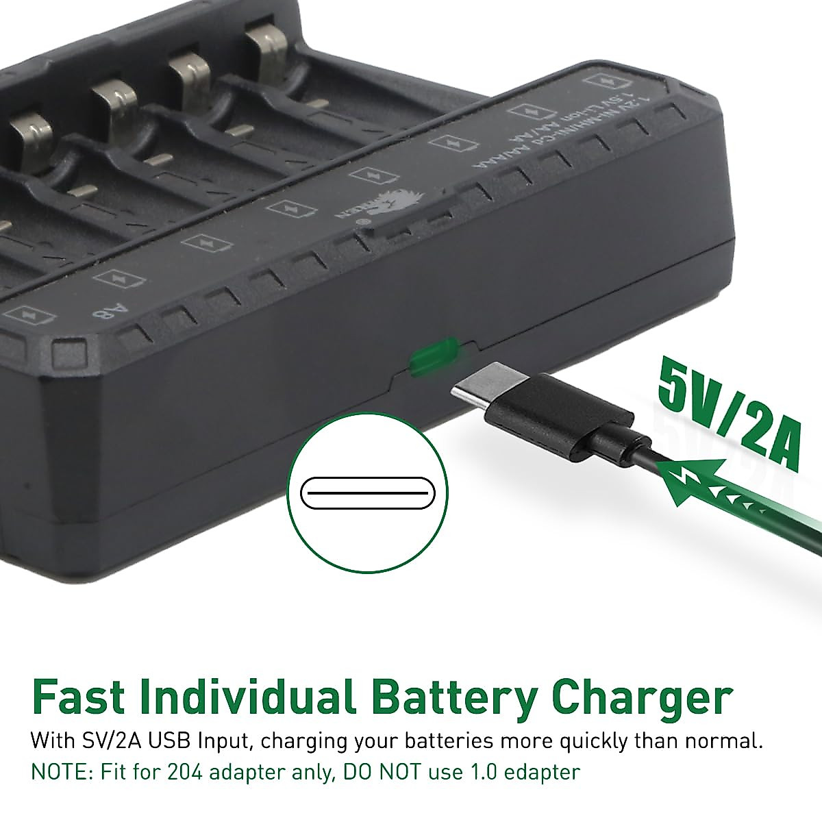 Imren Rechargeable AA Batteries with Charger,8 Pack Double A Battery Standard Capacity 2000mAh NiMH AA Batteries with AA AAA Battery Charger, 5V 2A USB Fast Charging Function