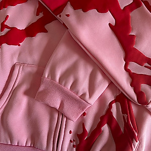 PLAYPUNK Full Zip Hoodie Y2k Pink Spider Pullover Vintage Graphic Hoodies Oversized Sweatshirt Goth Grunge Punk Jacket