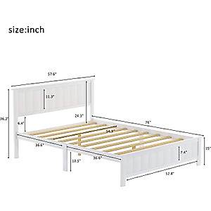 STP-Y Twin Size Platform Bed, Wood Platform Bed Frame with Storage Drawers, Wooden Platform Bed with Headboard for Kids Boys Girls Teens Adults, No Box Spring Needed, Easy Assembly, Gray