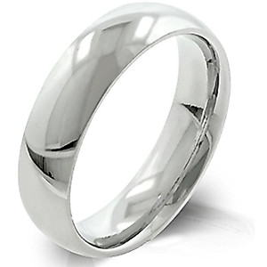 His Hers Couples Ring Set Womens Round CZ Stainless Steel Wedding Ring Set Mens Matching Band - Size W6M9