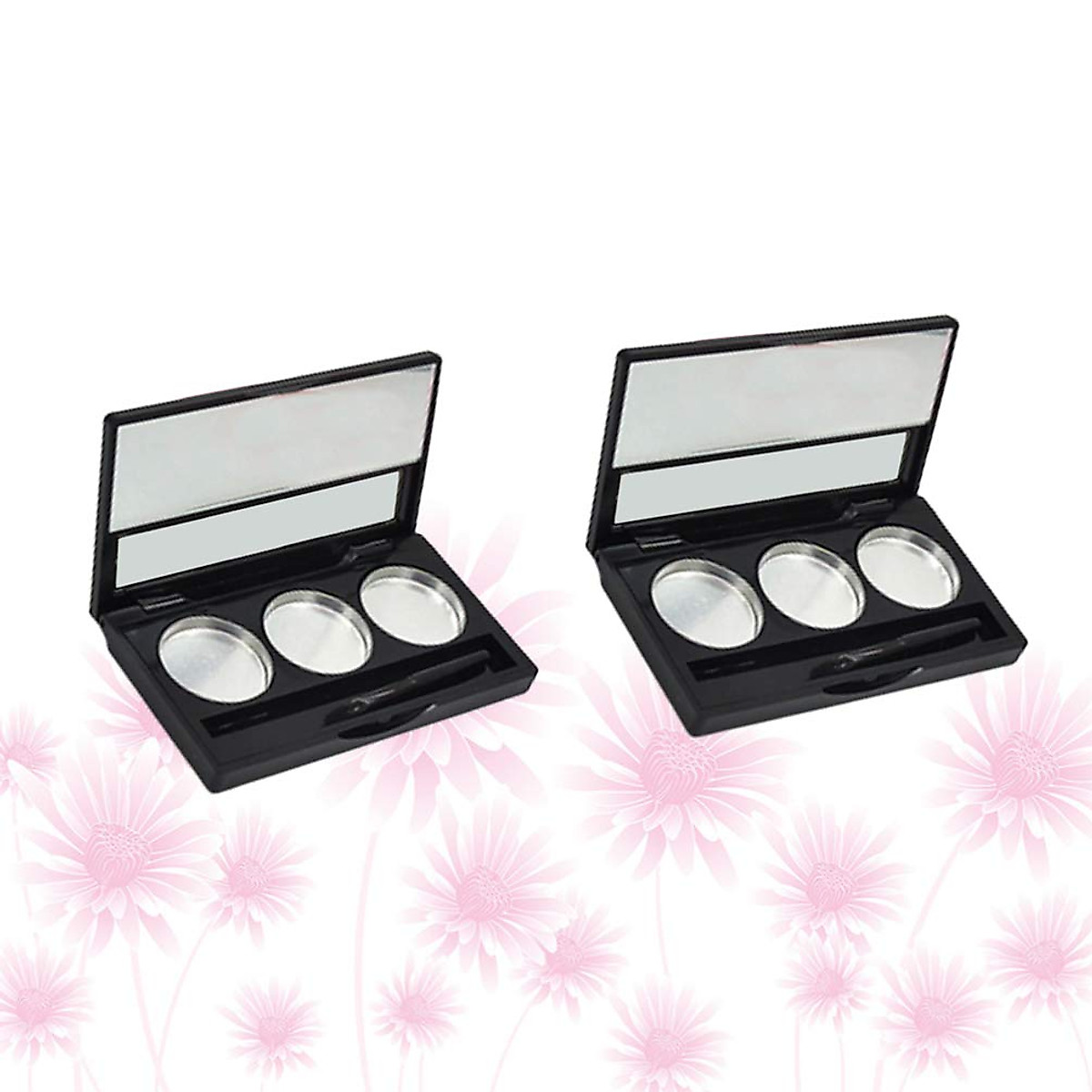 Lurrose Empty Magnetic Eyeshadow Palette 3 Colors Empty Eyeshadow Case Box Empty Magnetic Cosmetics Makeup Powder Sample Container 2Pcs 26mm