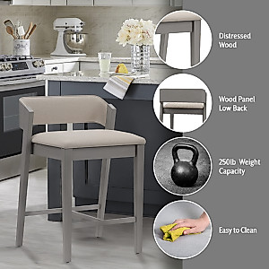 Hillsdale, Dresden Wood Counter Height Stool, Distressed Gray