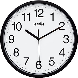 Yoobure 10 Inch Silent Quartz Decorative Wall Clock Non-Ticking Classic Digital Clock Battery Operated Round Easy to Read Home/Office/School Clock