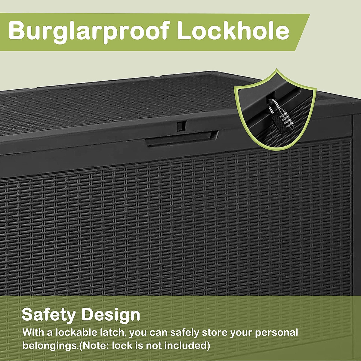 Capacmkseh 100 Gallon Large Deck Box Outdoor Storage Box with Lockable Lid, Waterproof UV Resistant Resin Storage Bench 450 LBS Weight Capacity for Patio Cushions, Gardening Tools, Pool Supplies